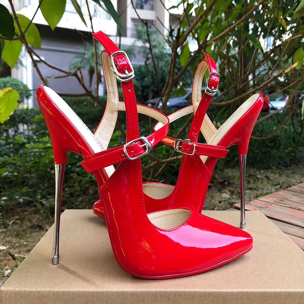 16cm Super High Heels Sandals Women Red Sexy Pointy Toe Pumps – PDPDZ ...