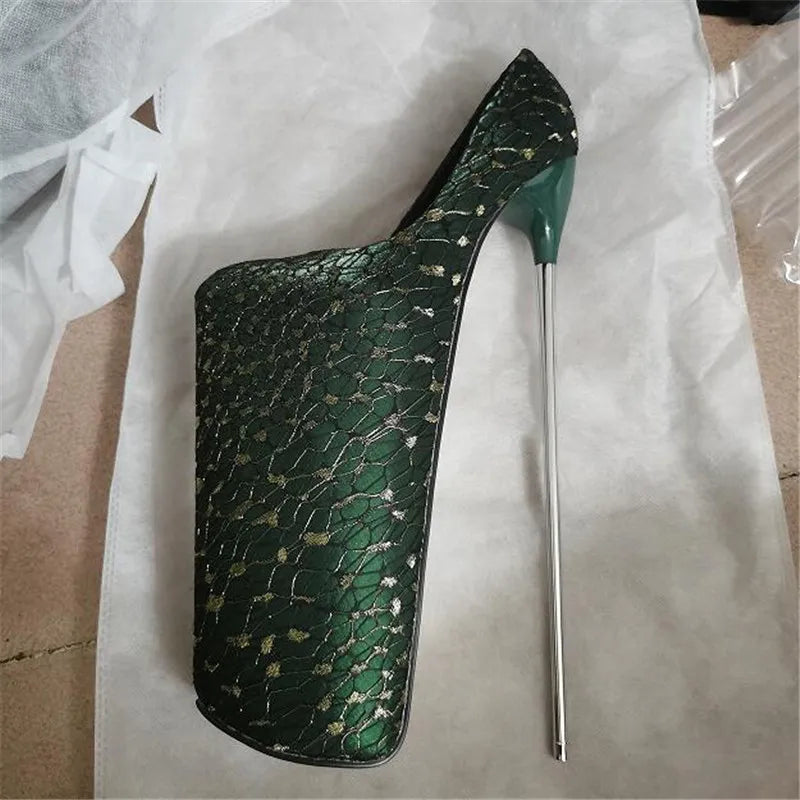 Sexy 30cm Metal Ultra Thin High Heels Round Toe Shoes Woman – PDPDZ ...